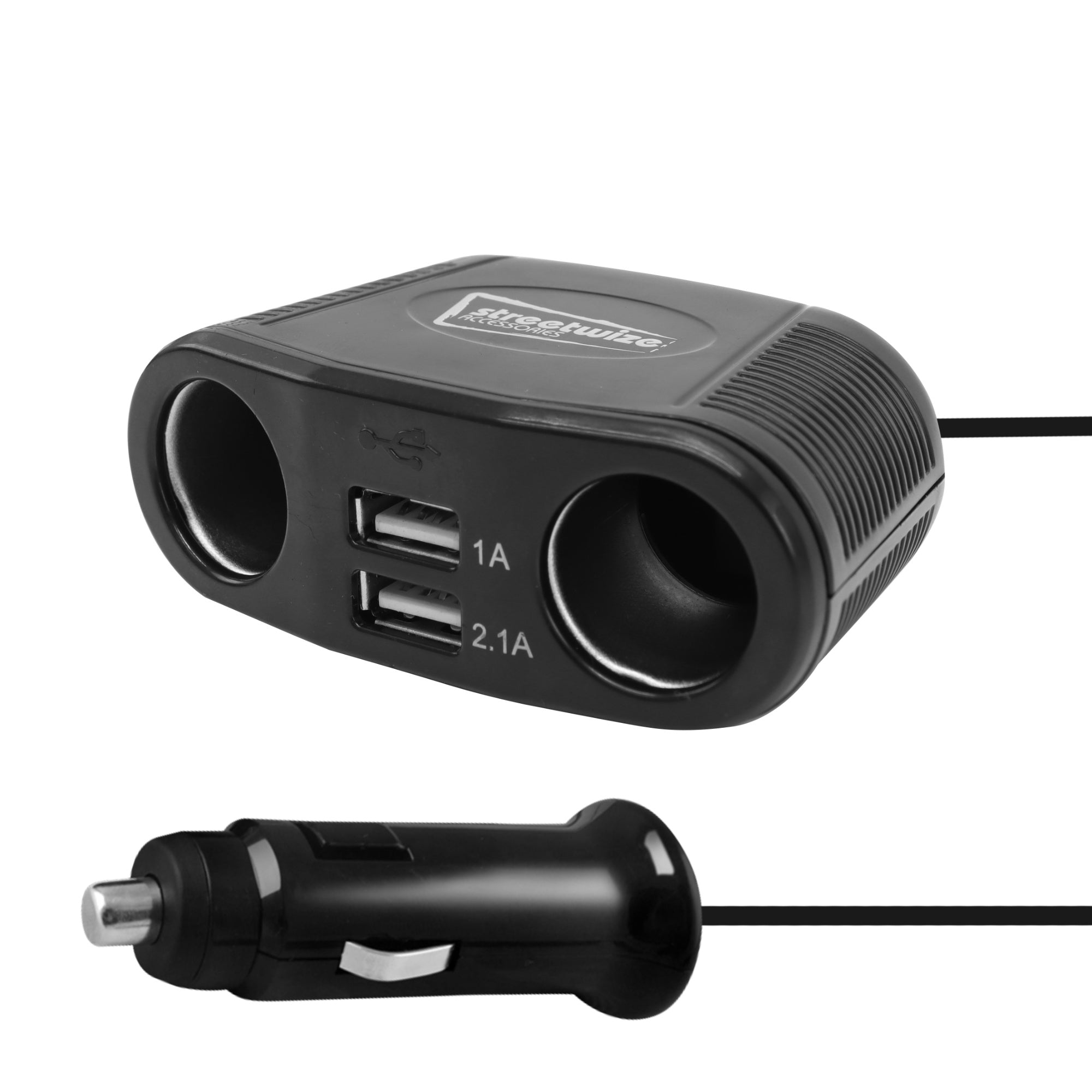 12V Adaptor – 2 Sockets + 2 USB Ports – Street Rhino